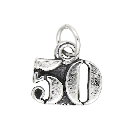 Sterling Silver Small Number 50 Years Number 50 Charm Pendant - Etsy