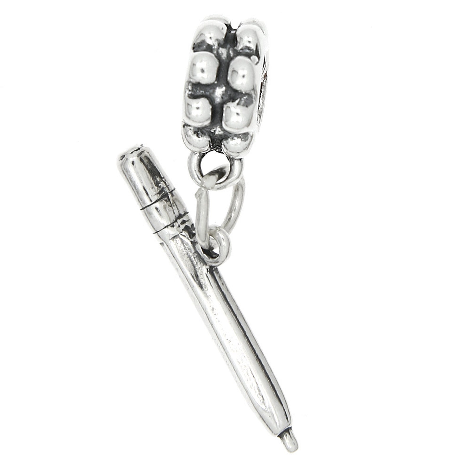 Sterling Silver Pen/pencil Charm 3d Charm with Options - Etsy