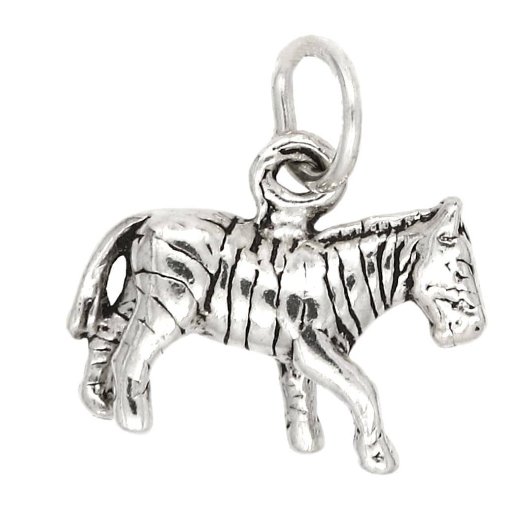 Sterling Silver Charm Zebra Pendant 3D Charm with Options - Etsy
