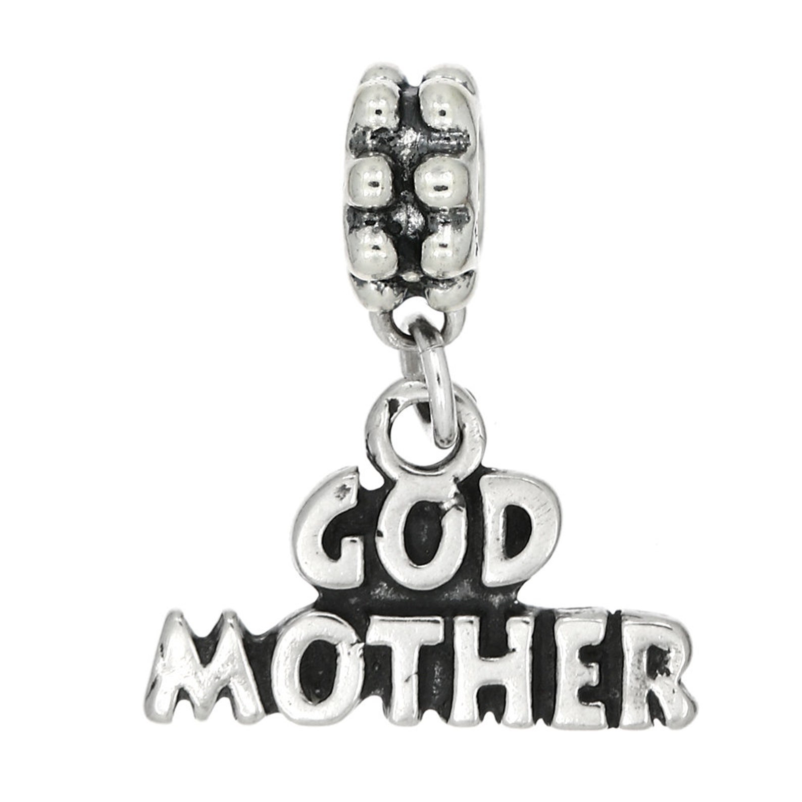 Sterling Silver God Mother Godmother Charm Pendant one Sided - Etsy