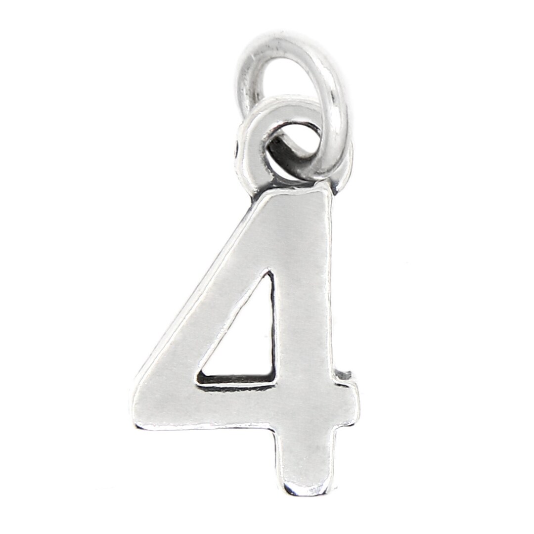 Number 4 Years Sterling Silver Large Four Charm (with Options) - Etsy
