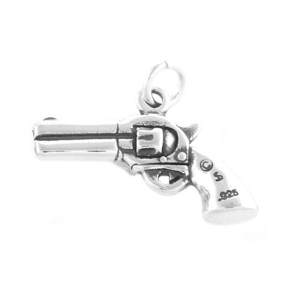Sterling Silver Revolver Charm - Etsy