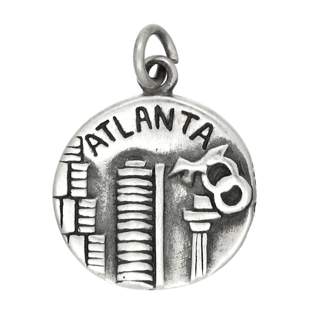 Atlanta Georgia Sterling Silver Oxidized Double Sided Charm (with ...