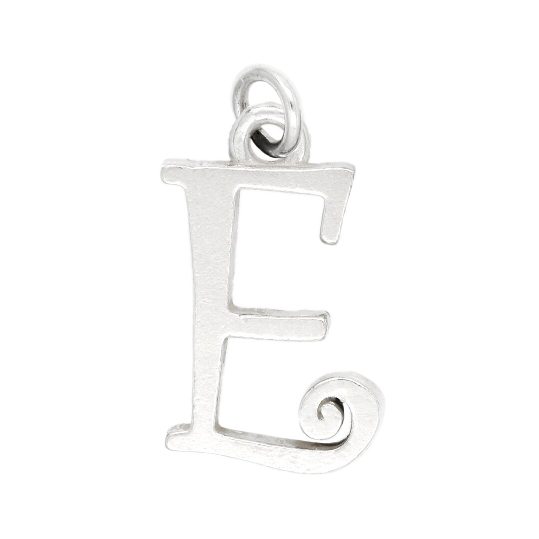 Letter E Sterling Silver Cursive Calligraphy Initial Charm Pendant ...
