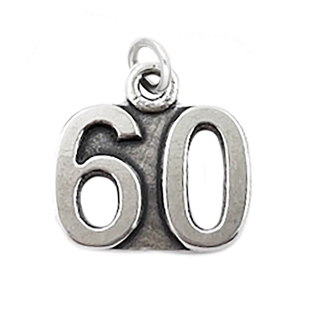 Sterling Silver Large Number 60 Sixty Years Charm with - Etsy