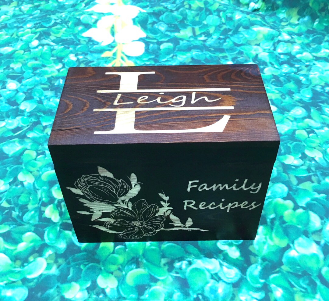 Stained Recipe Box Monogrammed Personalized Recipe Box Custom Family ...