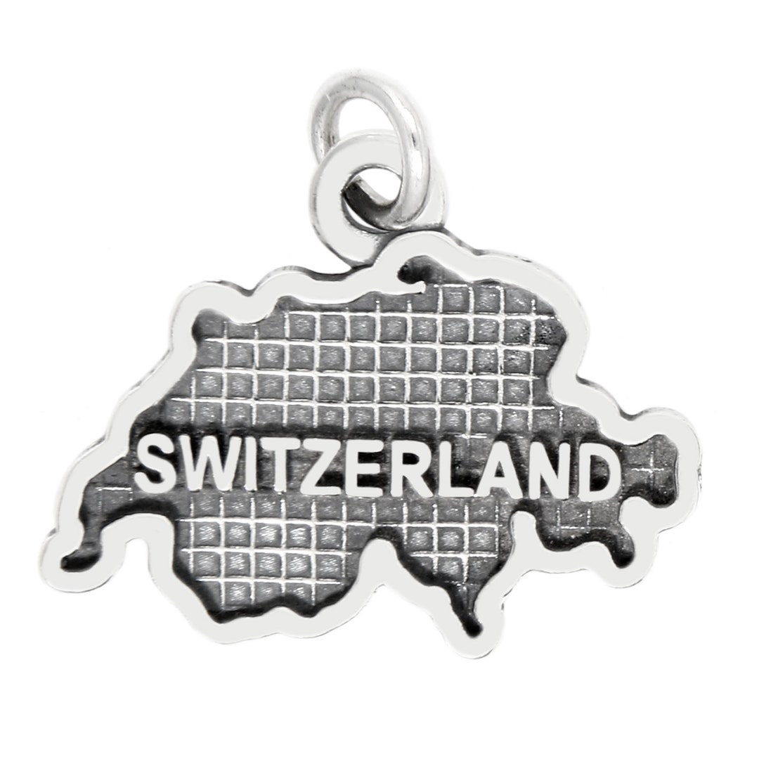Switzerland Sterling Silver Textured Country Map Charm (flat Charm ...