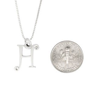 Letter H Sterling Silver Cursive Calligraphy Initial Charm Pendant ...