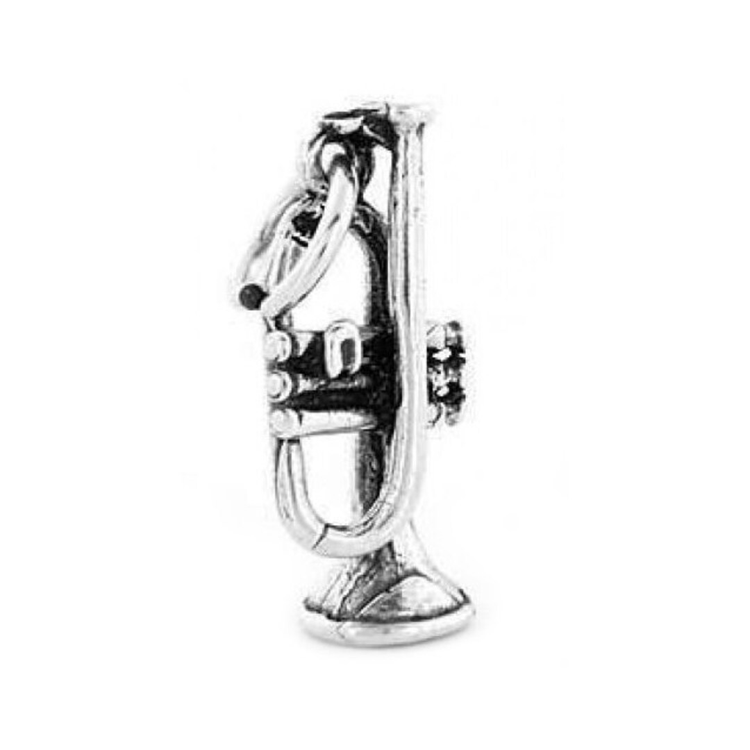 Sterling Silver Trumpet Charm 3d Charm - Etsy
