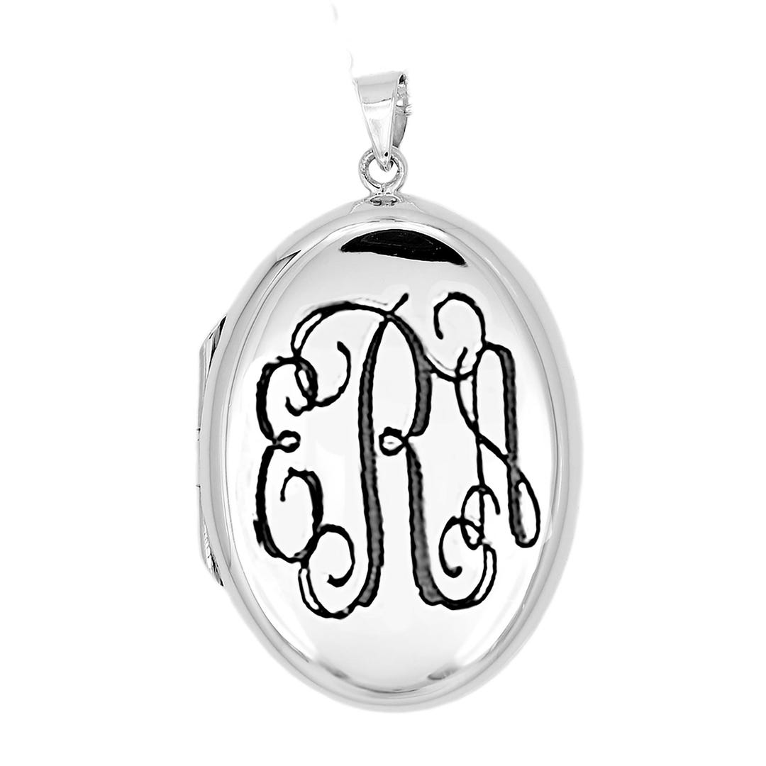 Oval Locket Pendant Sterling Silver Personalized Engravable Pendant ...