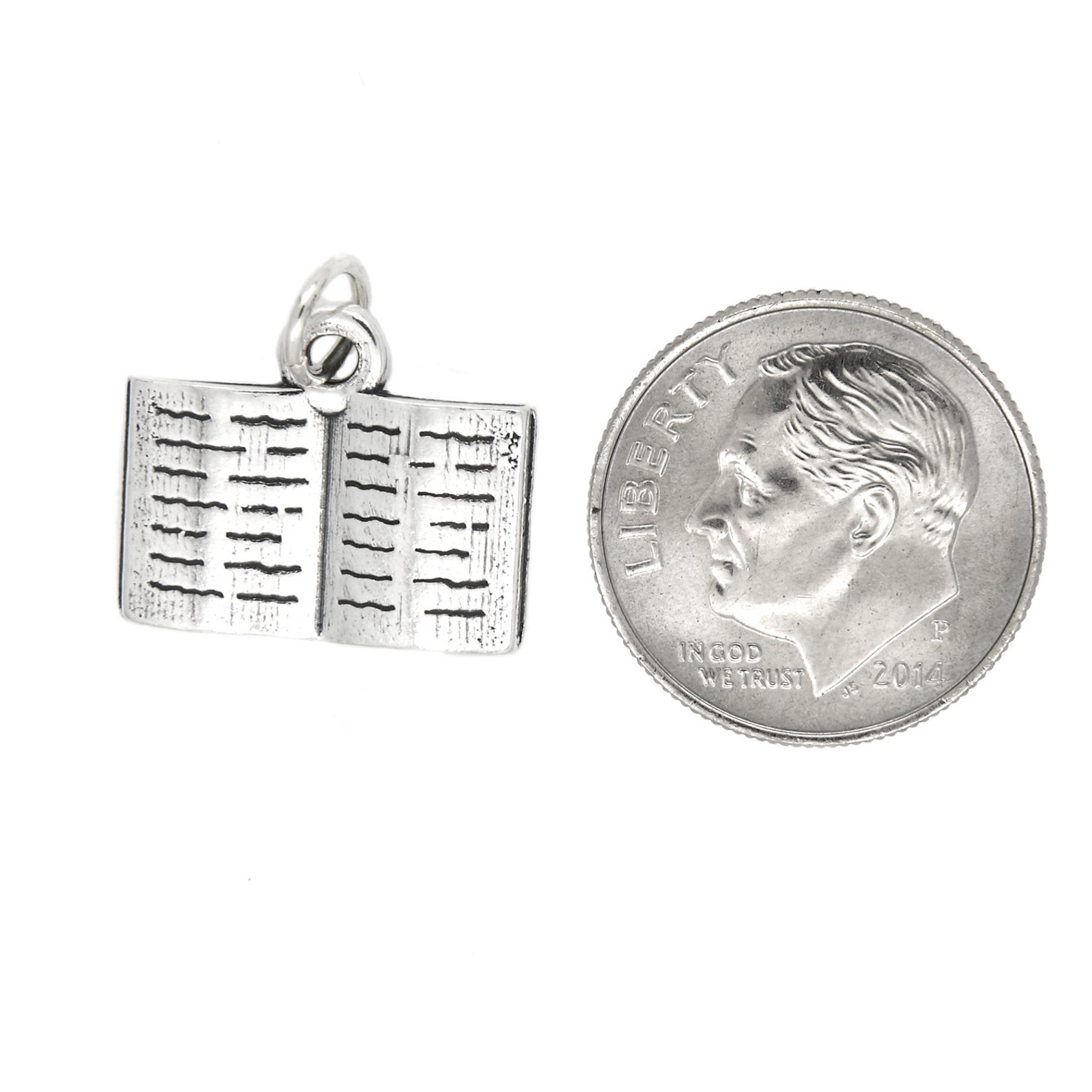 Sterling Silver Open Book Charm - Etsy