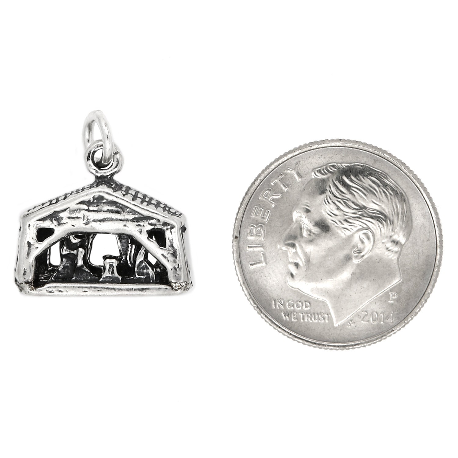 Sterling Silver Nativity Scene Charm 3d Charm with Options | Etsy