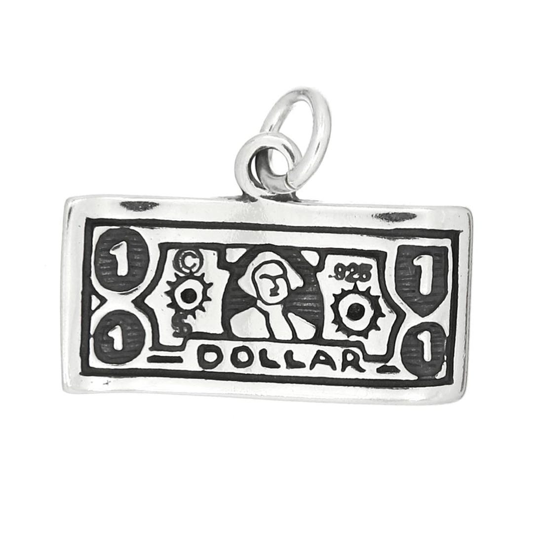 Dollar Bill Money Sterling Silver Charm Pendant (one Sided Charm) With ...