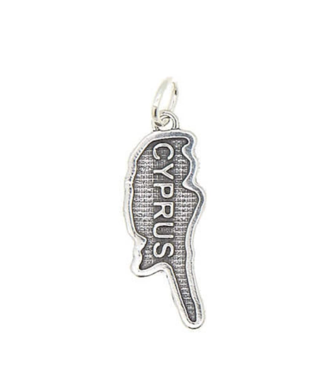 Cyprus Sterling Silver Travel Country Map Charm flat Charm - Etsy