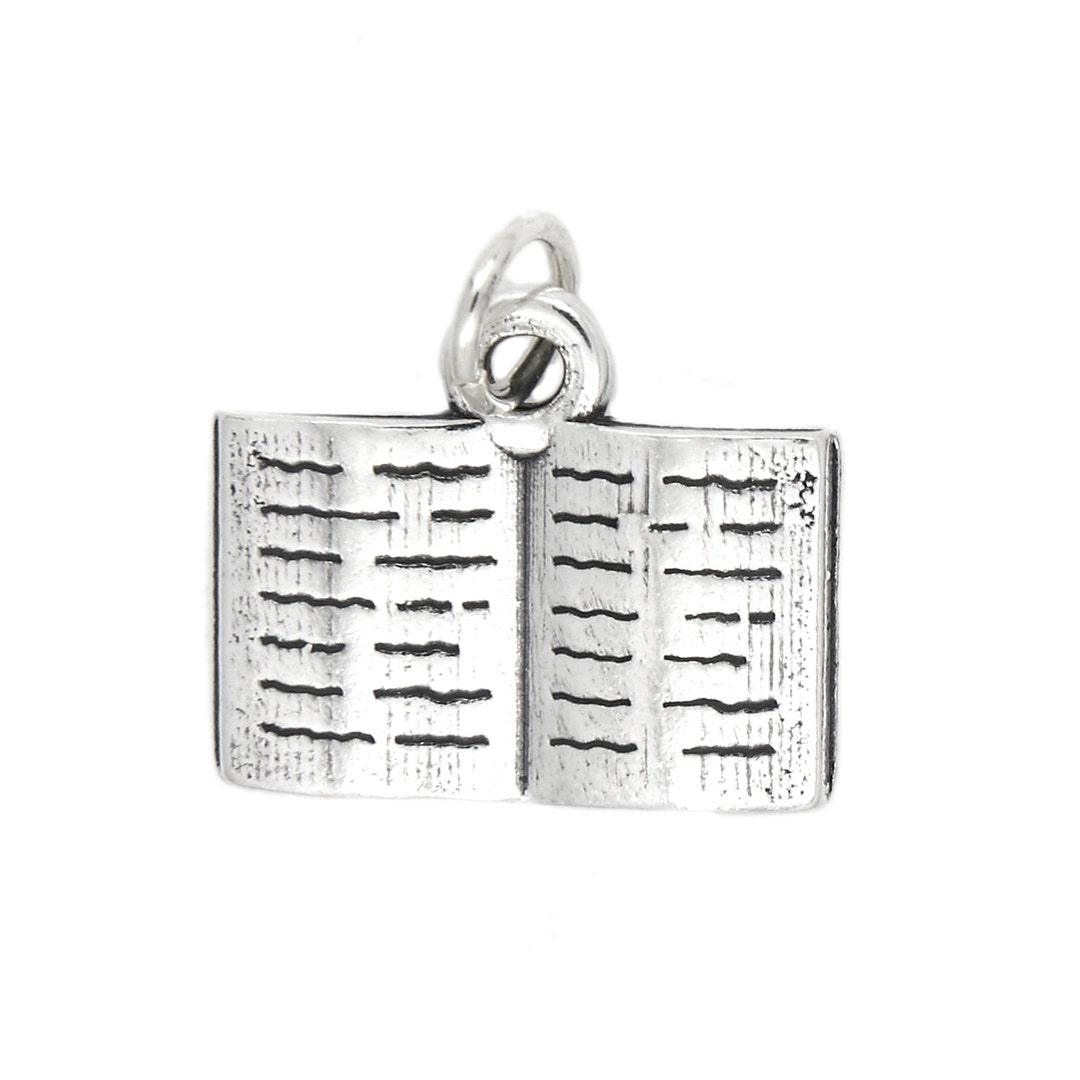 Sterling Silver Open Book Charm - Etsy