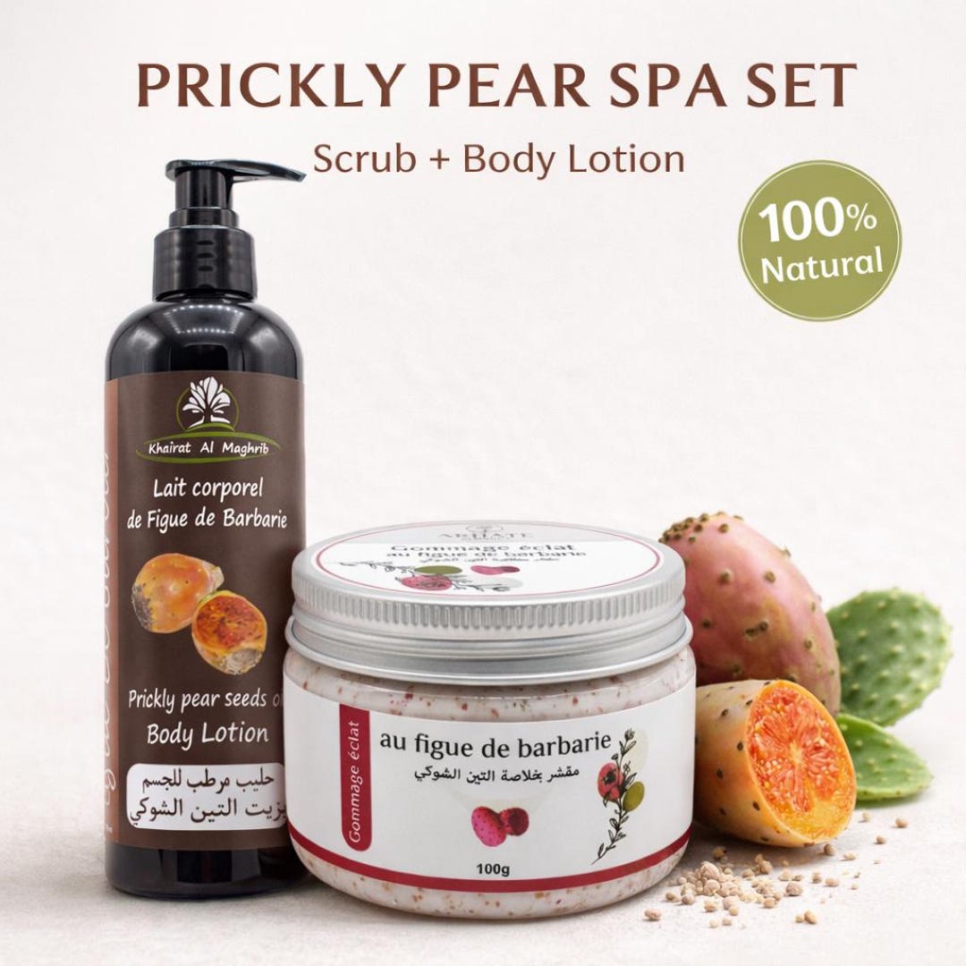 Moroccan Prickly Pear Spa Set – Natural Body Scrub & Hydrating Lotion ...