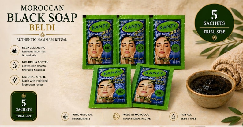 Sachets de savon noir du Maroc Beldi - Nettoyant naturel pour hammam ...