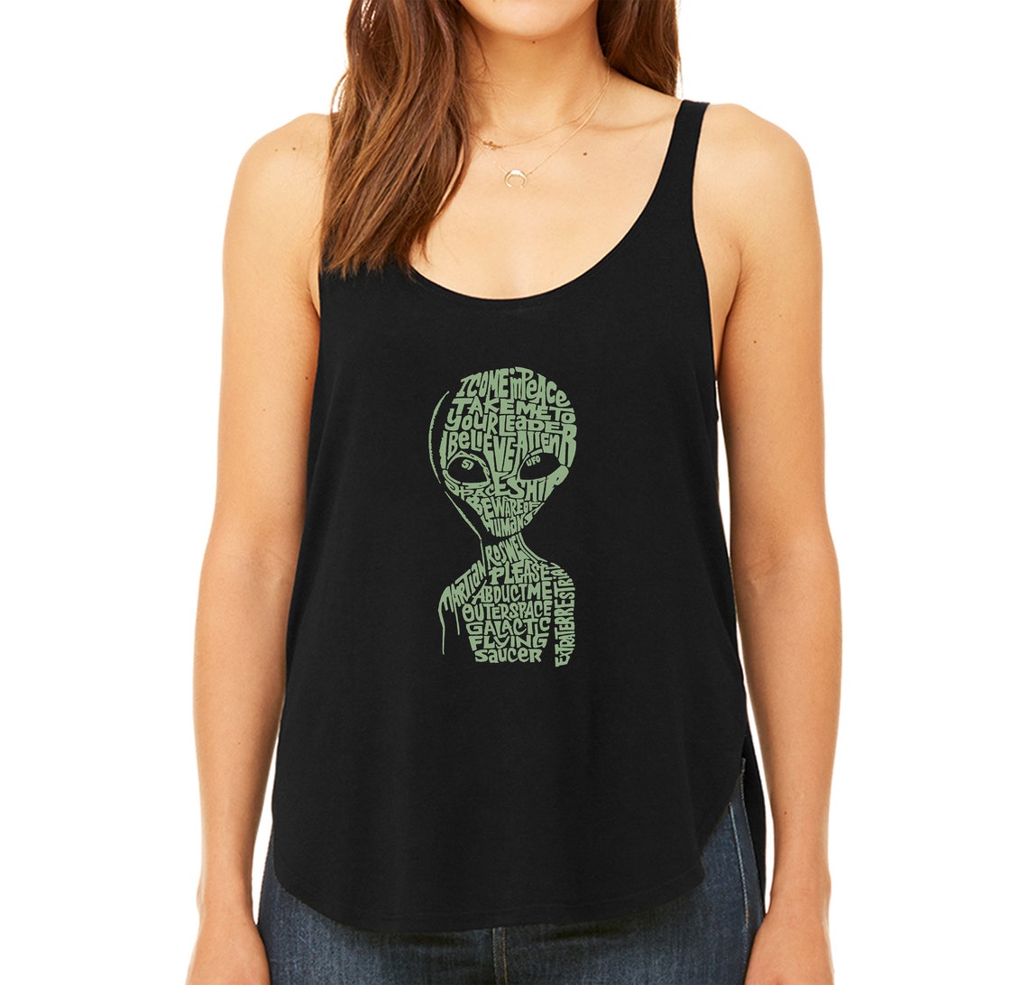 Women's Premium Word Art Flowy Tank Top Alien | Etsy