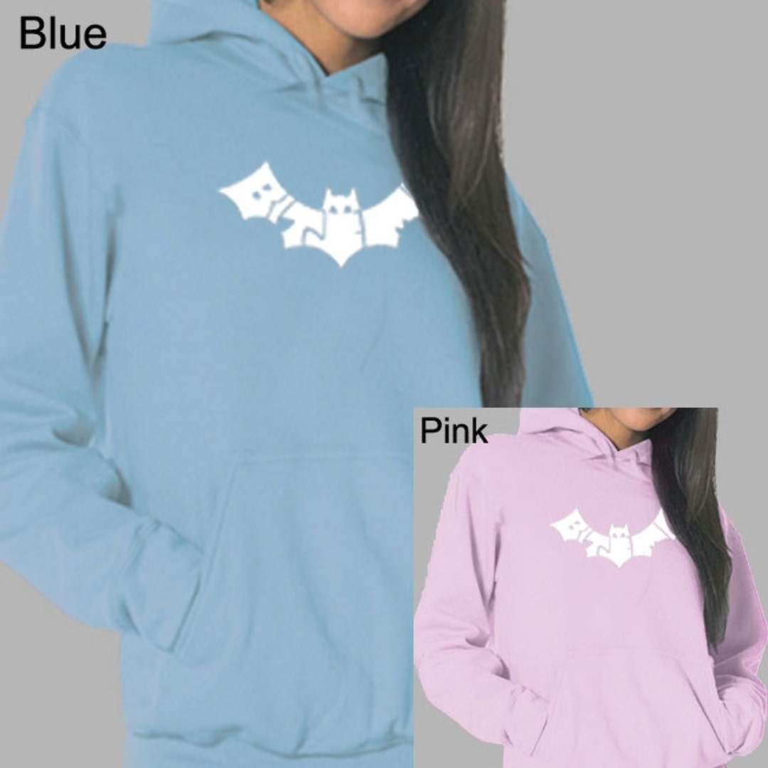 Women's Hooded Sweatshirt -bat Design Created Out of the Words Bite Me ...