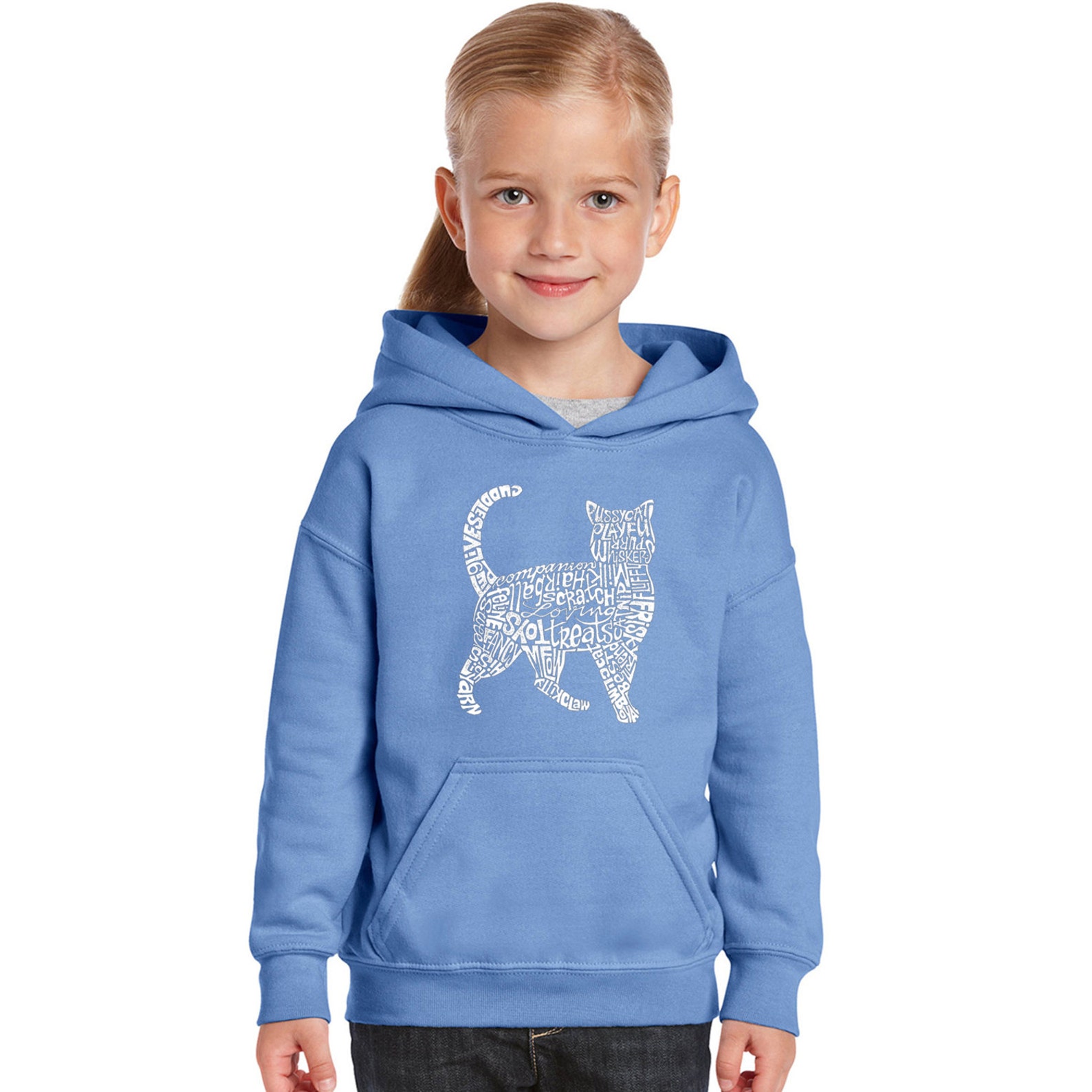 Girl's Hooded Sweatshirt - Cat Created Out of Cat Themed Words - Etsy