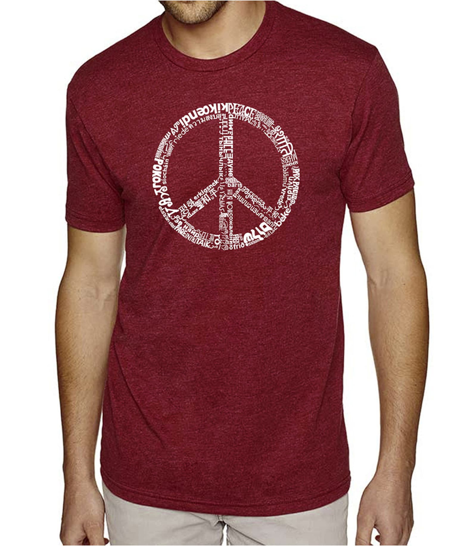 Men's Premium Blend Word Art T-shirt - the Word Peace in 77 Languages ...