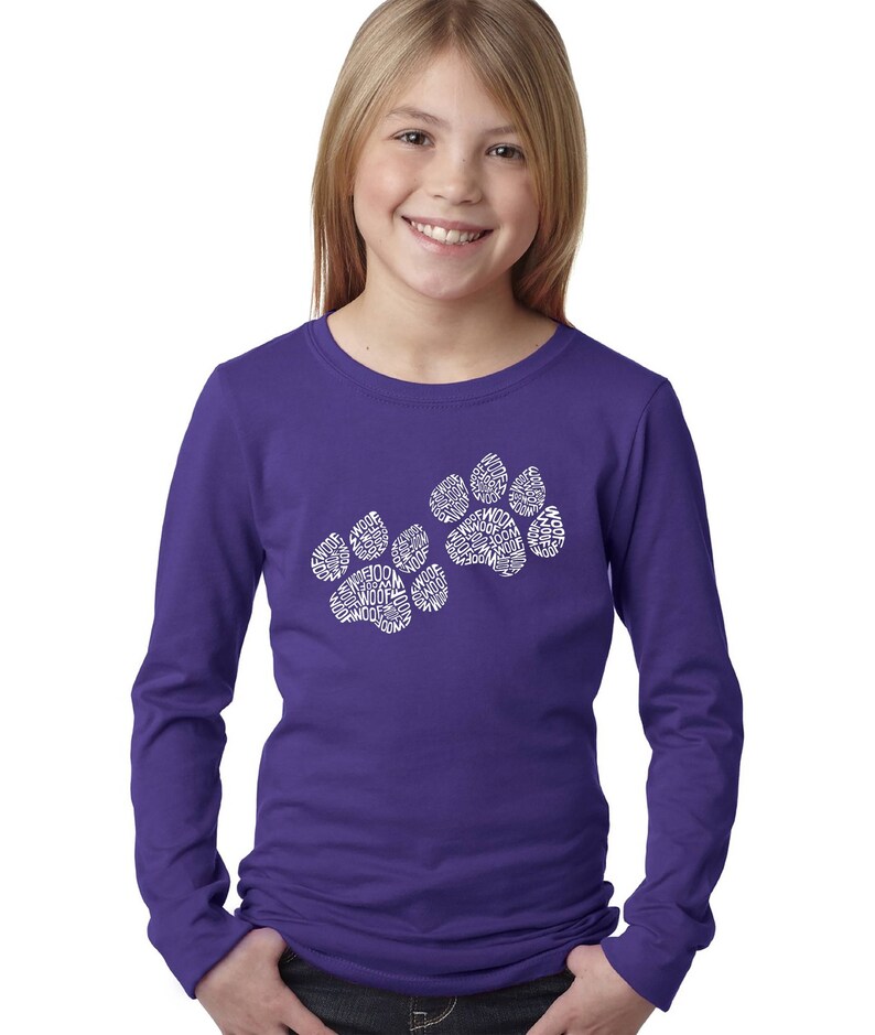 Girl's Long Sleeve T-shirt Dog Paw Prints Created Out of - Etsy