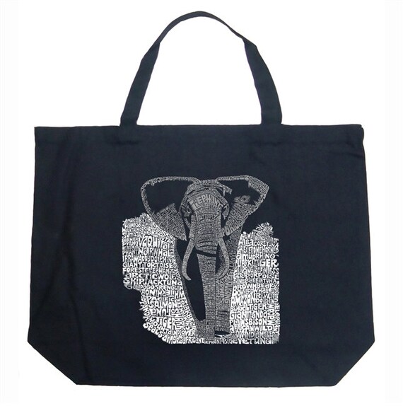 Large Tote Bag Elephant Created Using a List of Popular | Etsy