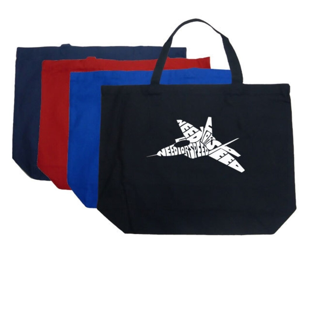 Large Tote Bag - Fighter Jet Created Out of the Words Need for Speed - Etsy