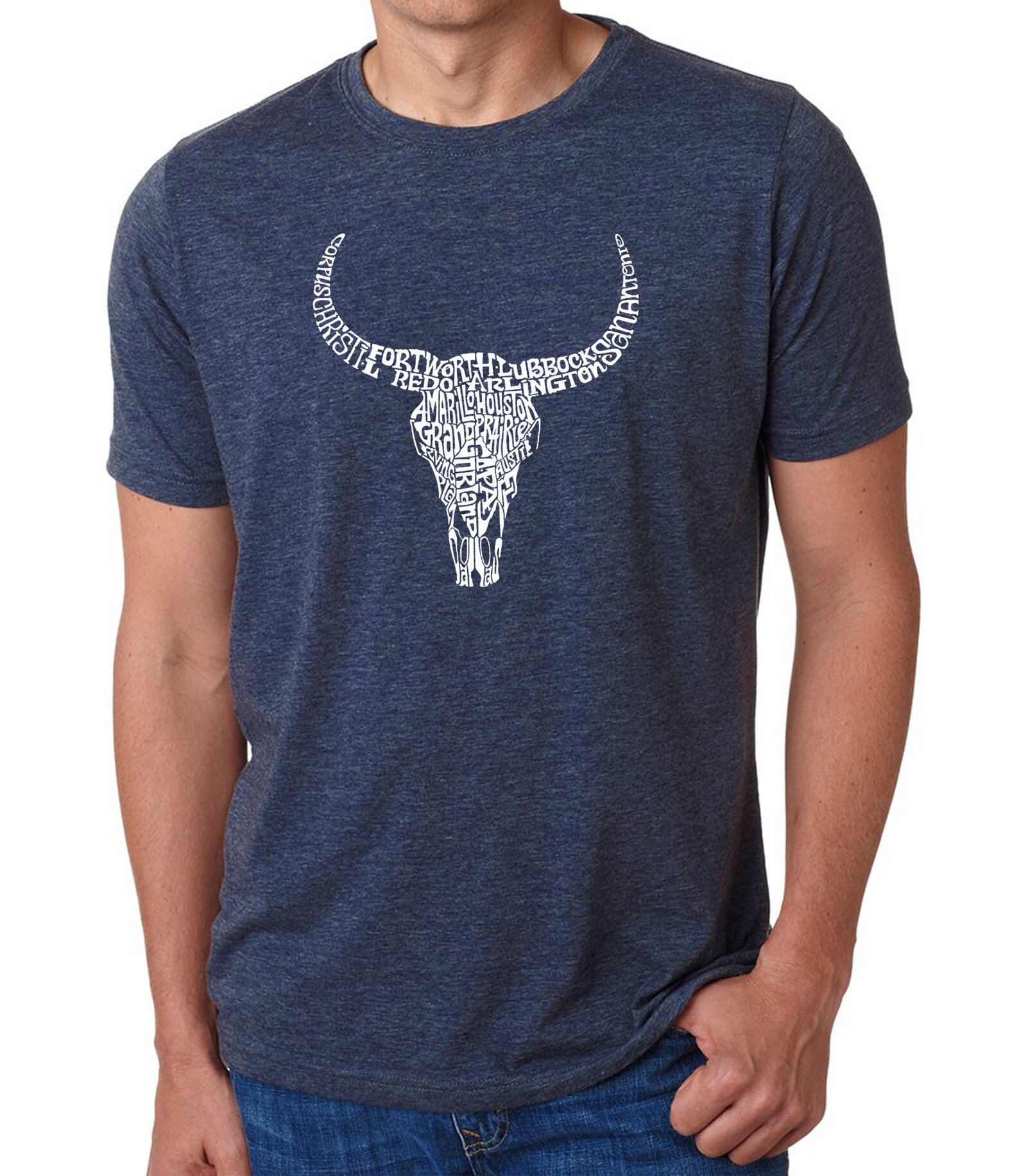 Men's Premium Blend Word Art T-shirt Texas Skull - Etsy