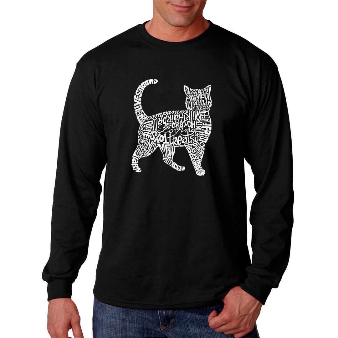Men's Long Sleeve T-shirt - Cat Created Out of Cat Themed Words - Etsy