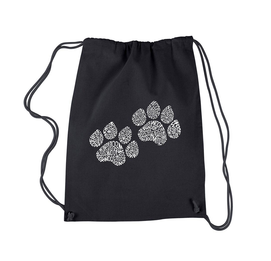 Drawstring Backpack - Dog Paw Prints Created Out of the Word Woof - Etsy