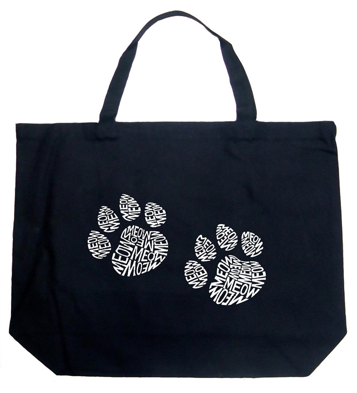 Large Tote Bag Meow Cat Prints Cat Paw Created Out of the - Etsy