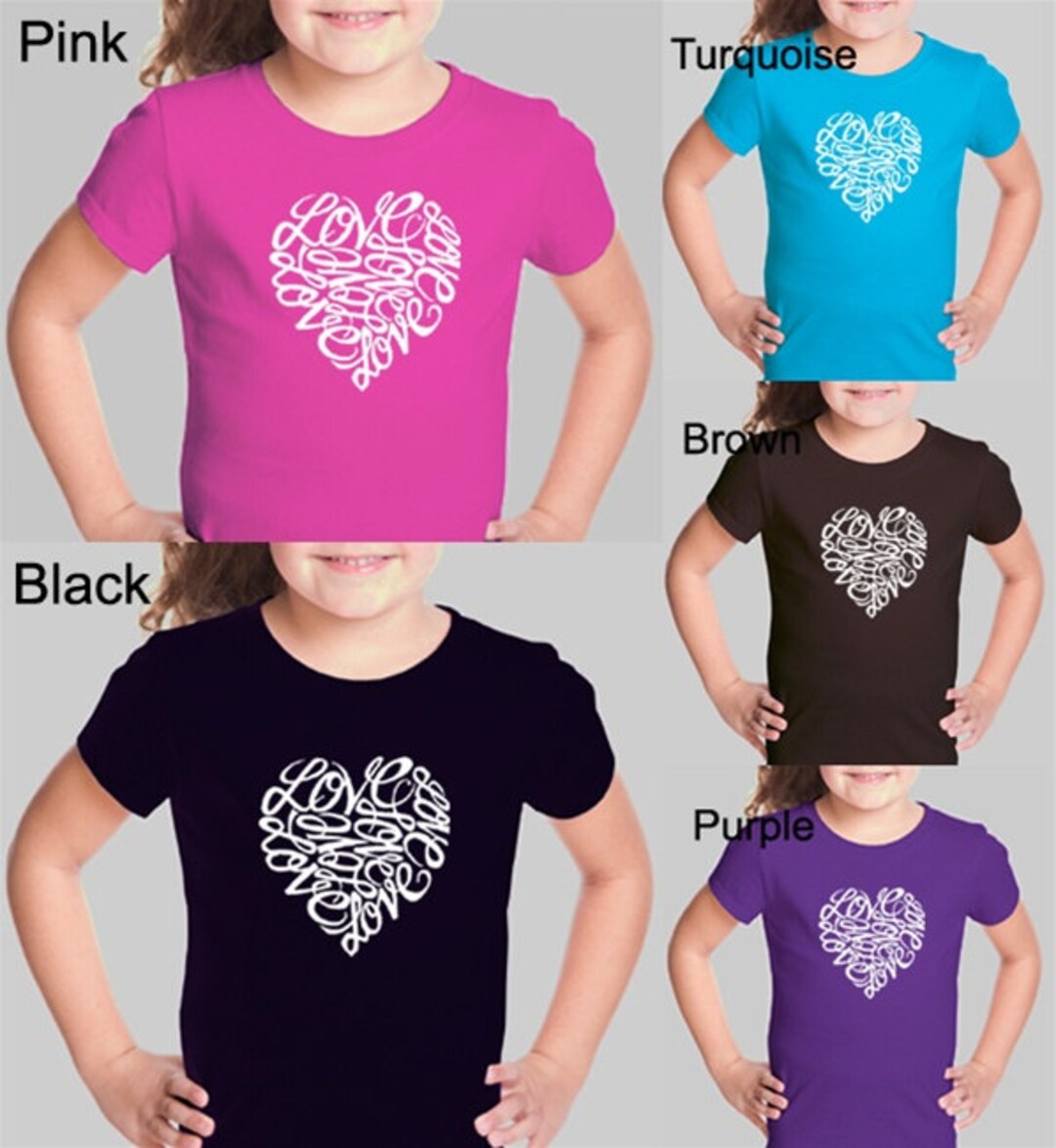 Girl's T-shirt - Created Using the Word Love - Etsy
