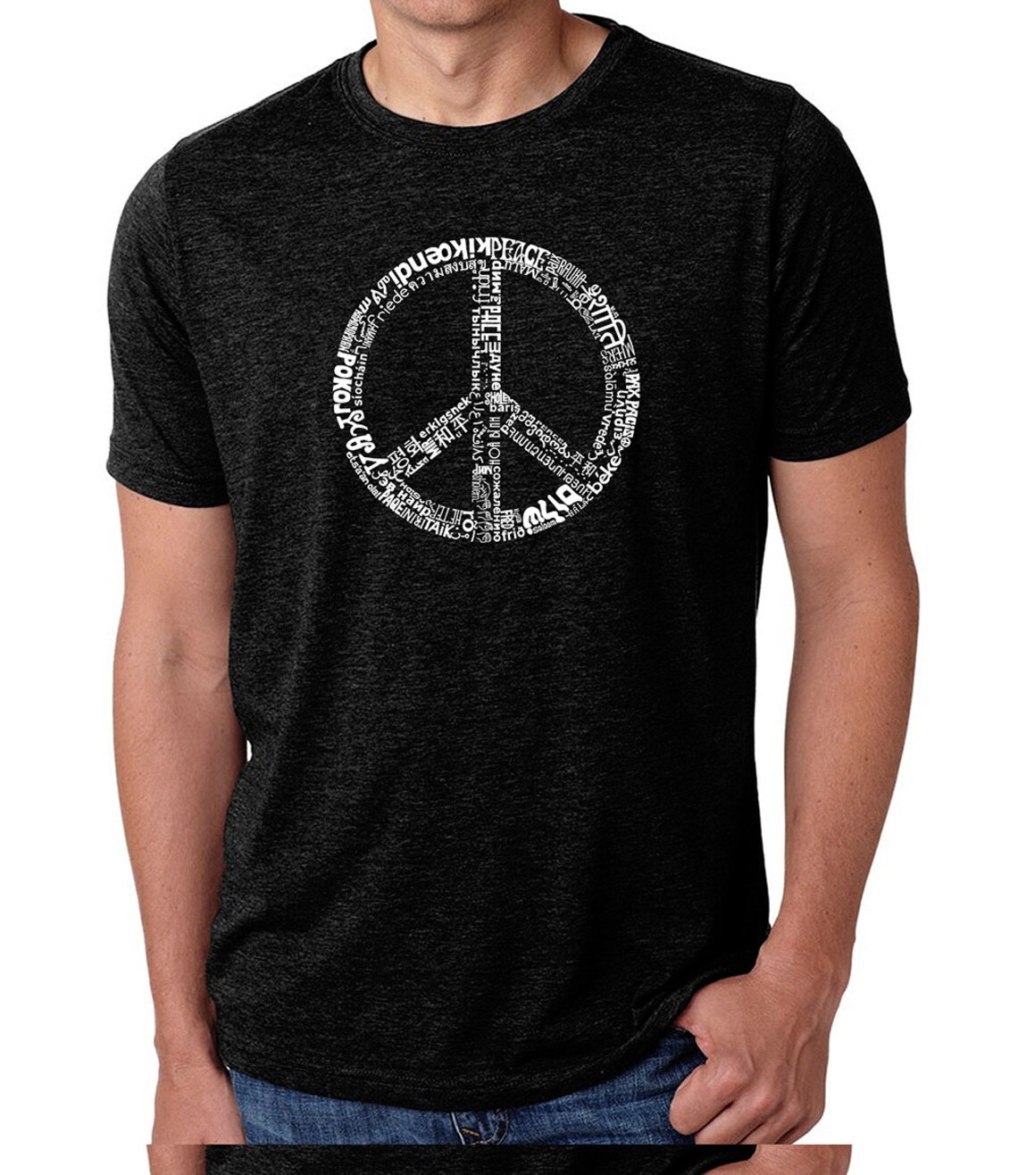 Men's Premium Blend Word Art T-shirt - the Word Peace in 77 Languages ...