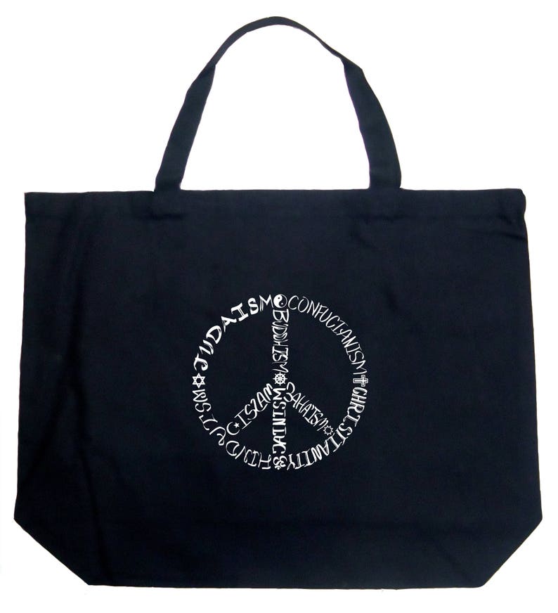 Large Tote Bag - Created Using Major Religions and Symbols Different ...