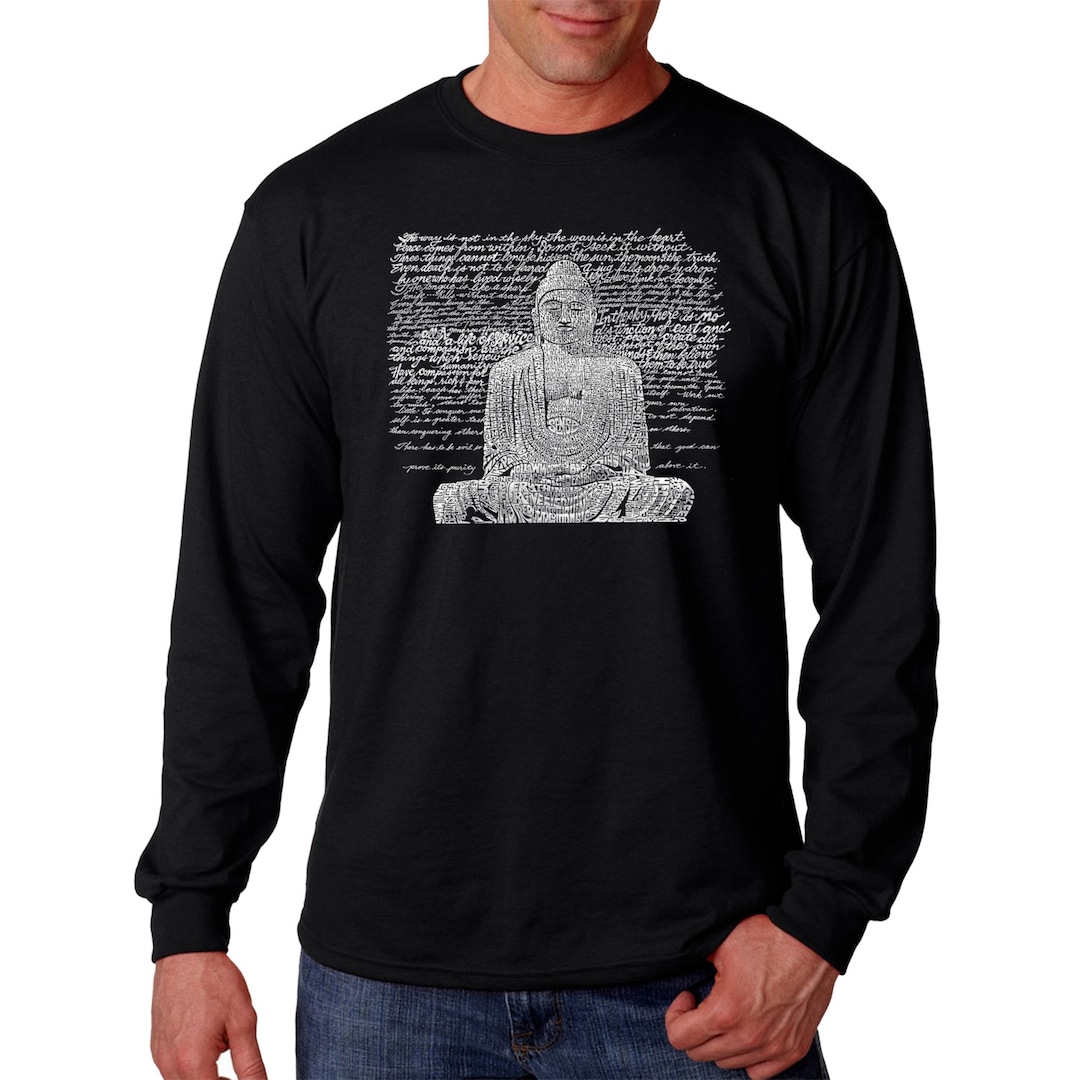 Men's Long Sleeve T-shirt - Zen Buddha Created Using 50 Popular Zen ...