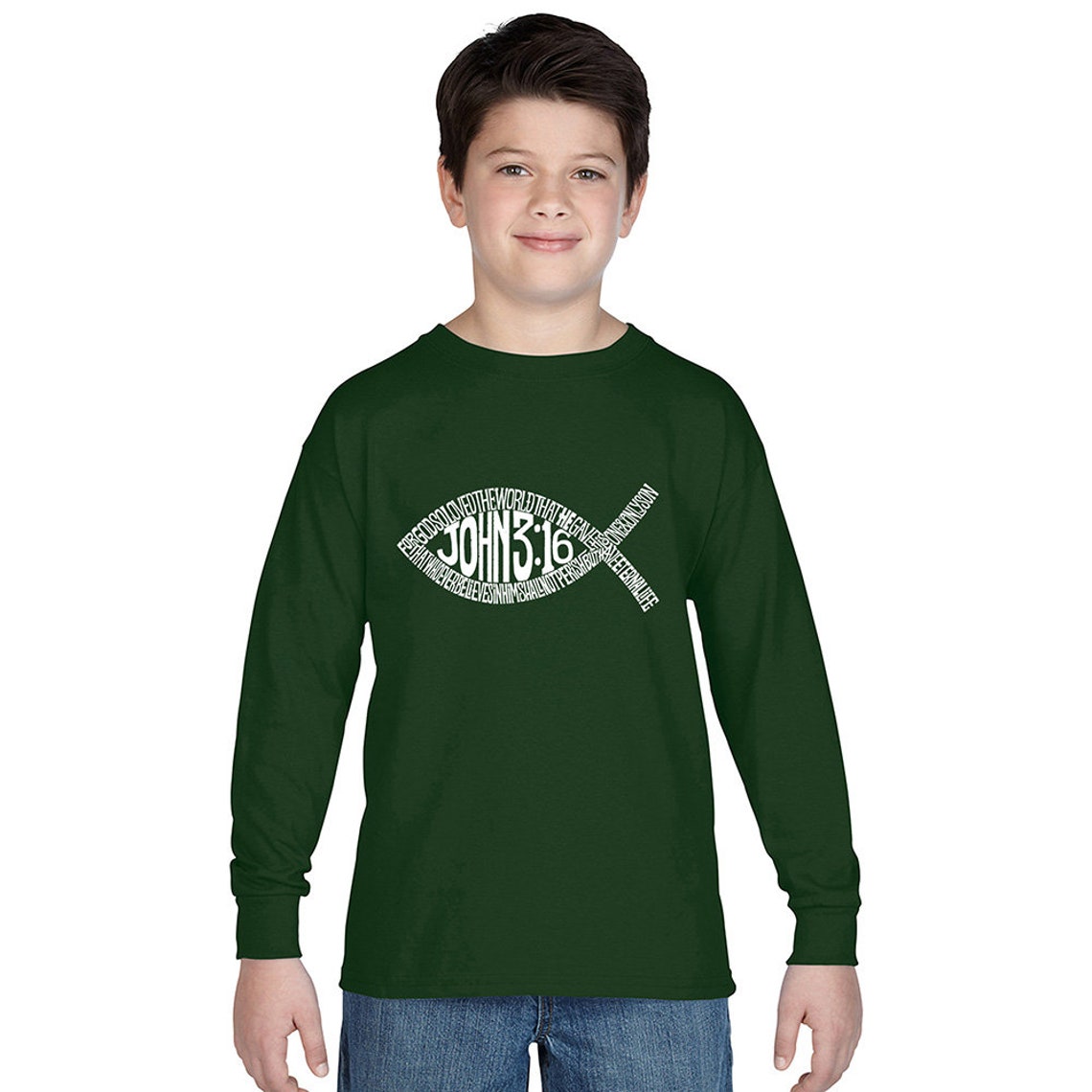 Boy's Long Sleeve T-shirt Fish Symbol Created Using the - Etsy