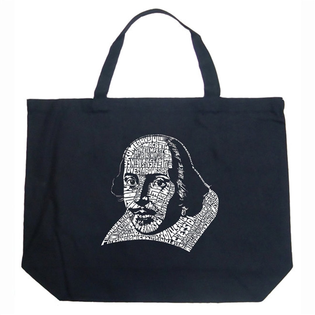 Large Tote Bag - Created Using the Titles of All of William Shakespeare ...