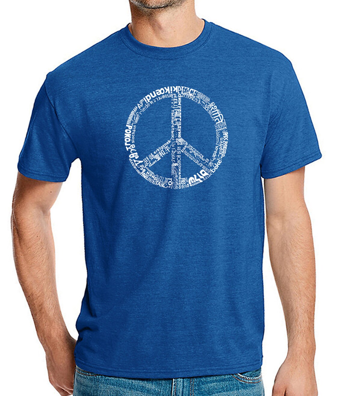 Men's Premium Blend Word Art T-shirt - the Word Peace in 77 Languages ...