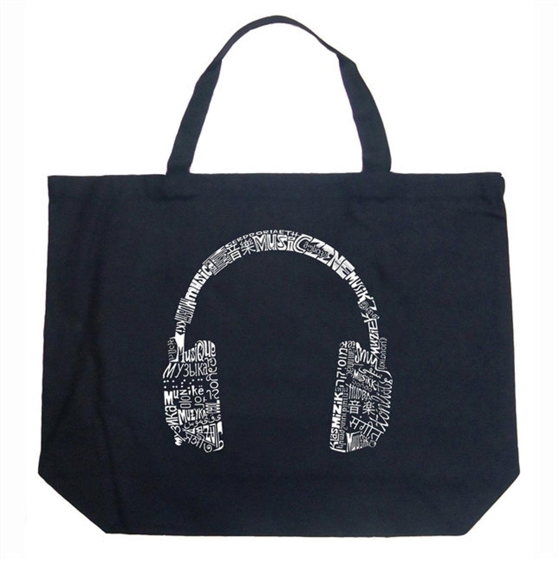 Large Tote Bag Headphones Languages Created Using the | Etsy