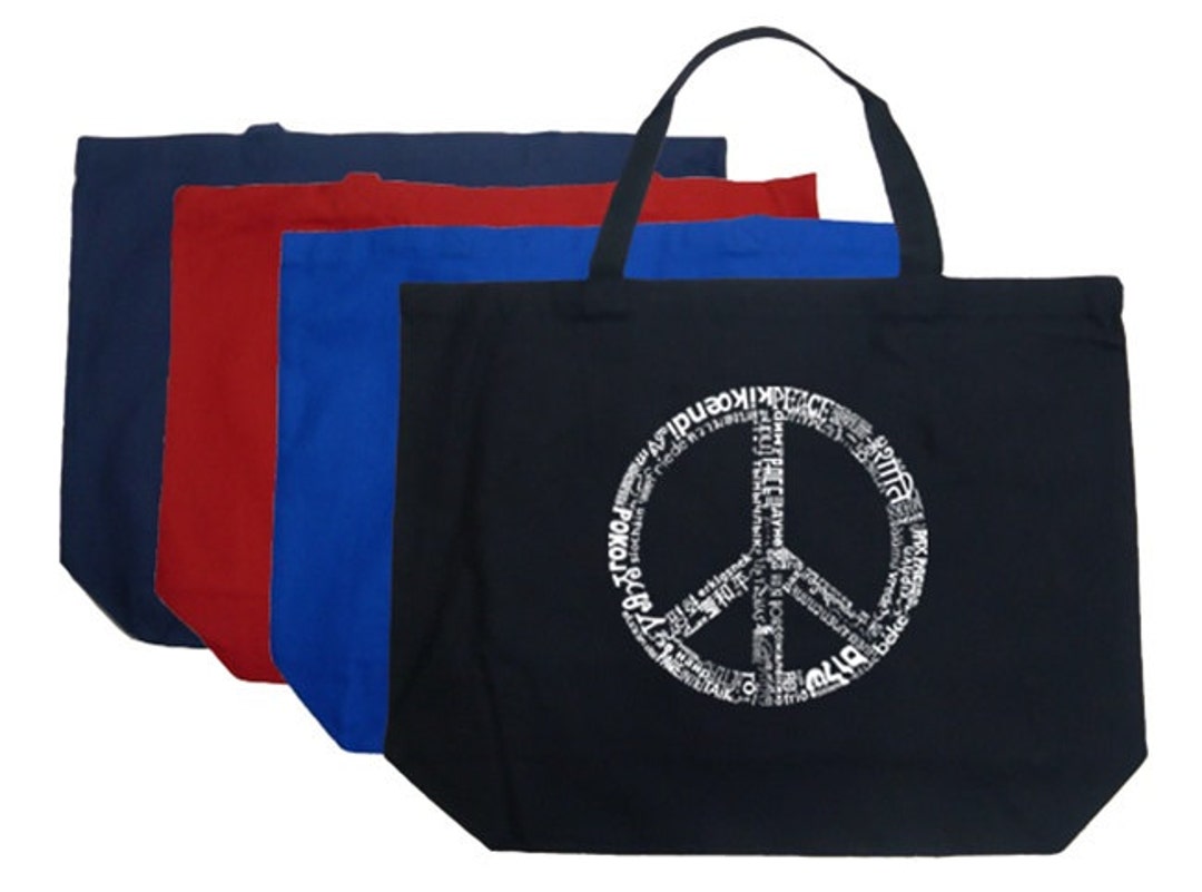 Large Tote Bag - Created Using the Word PEACE in 77 Different Languages ...