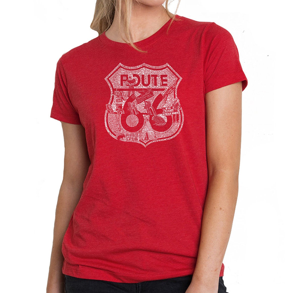 Women's Premium Blend Word Art T-shirt Stops Along Route - Etsy