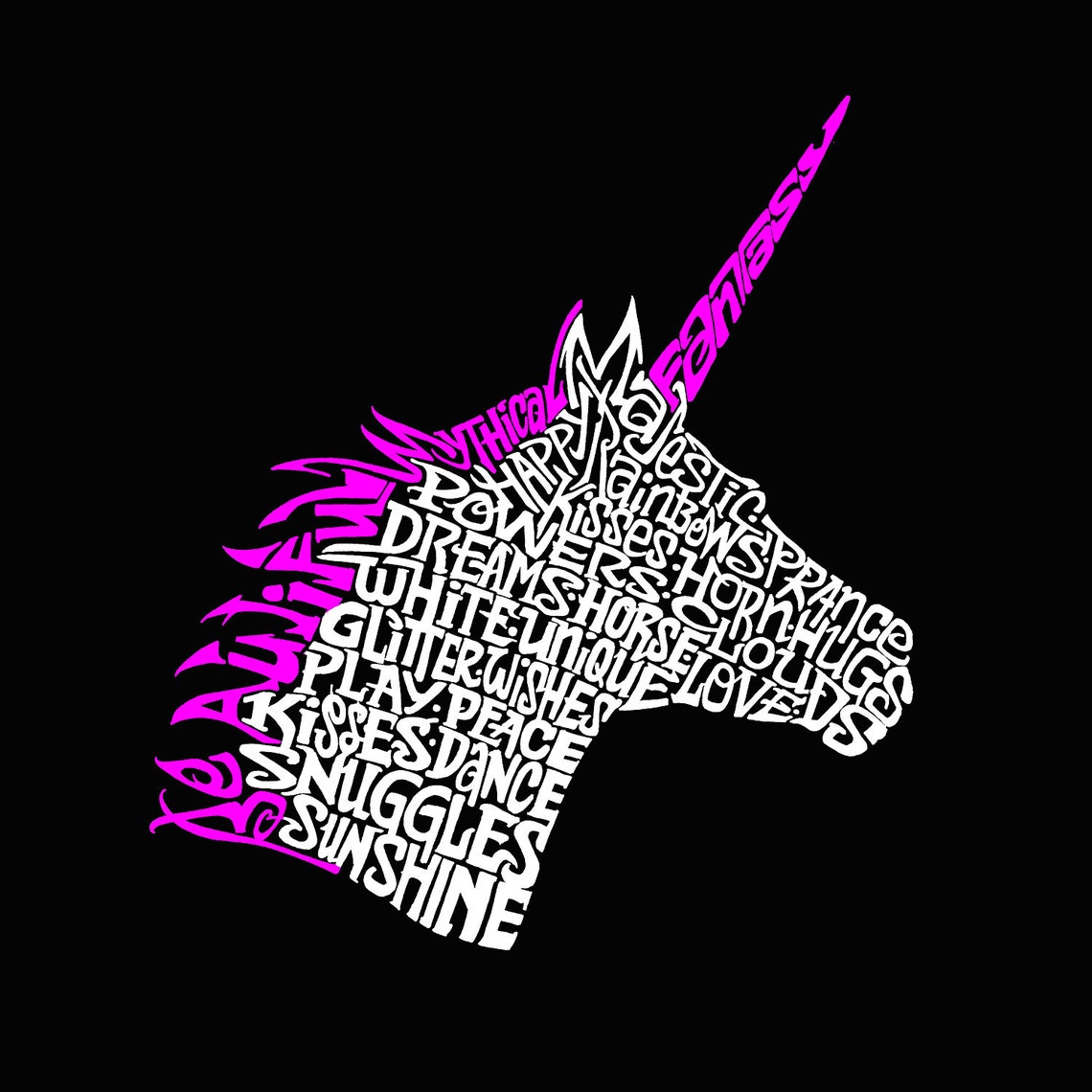 Small Word Art Tote Bag - Unicorn - Etsy