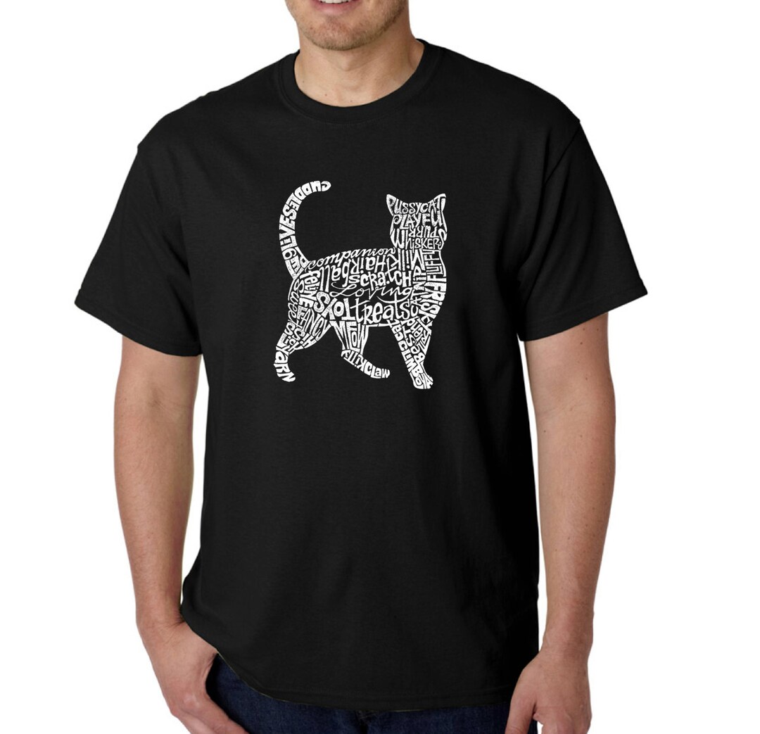 Men's T-shirt - Cat Created Out of Cat Themed Words - Etsy