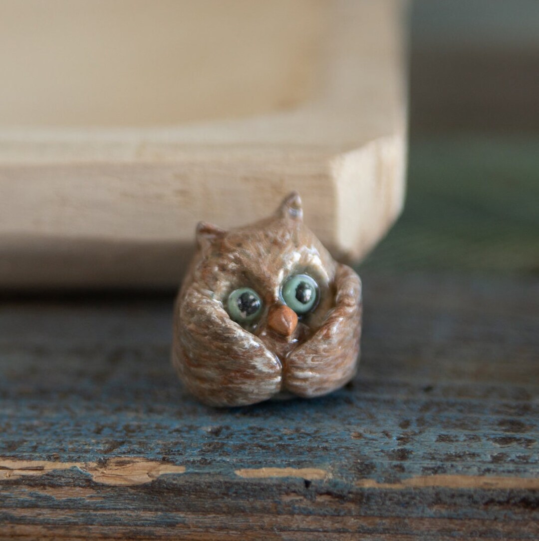 Owl Figurine Miniature Statue Tiny Figurine Owl Decor Gift Present for ...