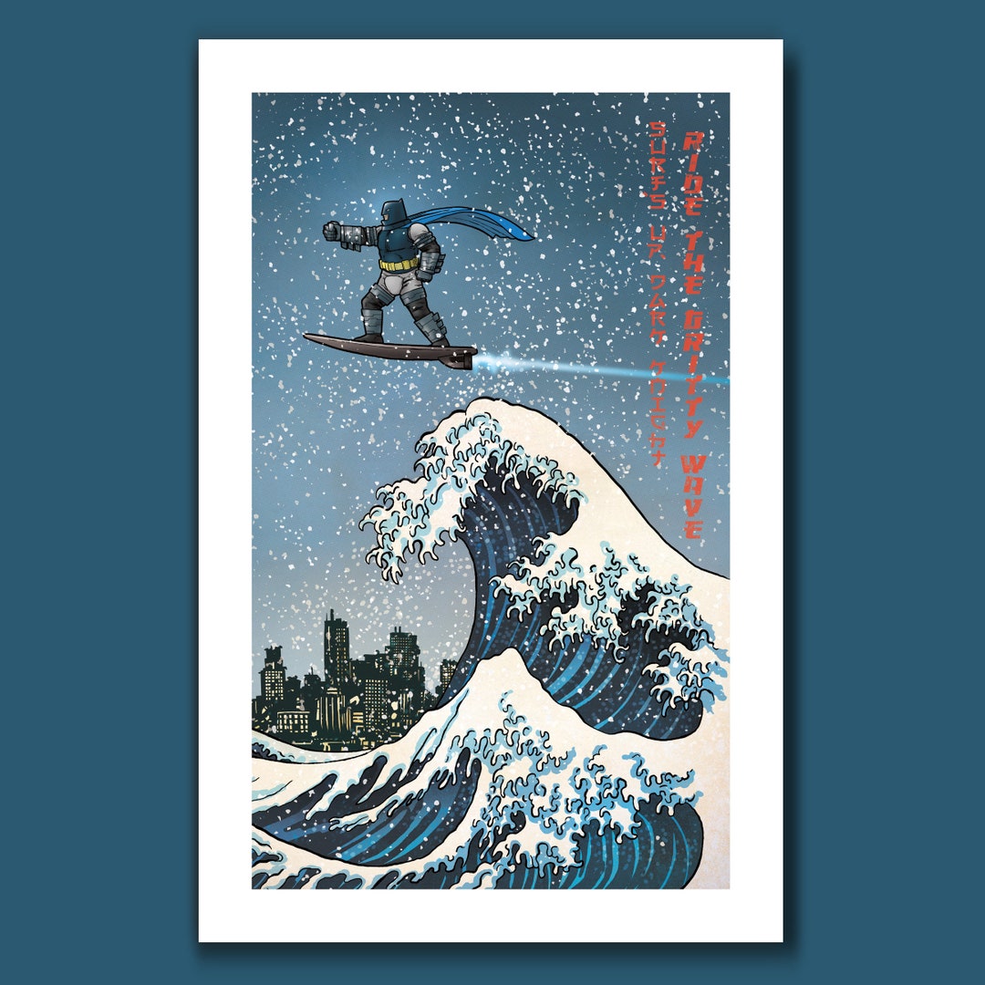 DARK KNIGHT Great Wave Big Surf Batman Tribute Art Print 11x17 by Rob ...