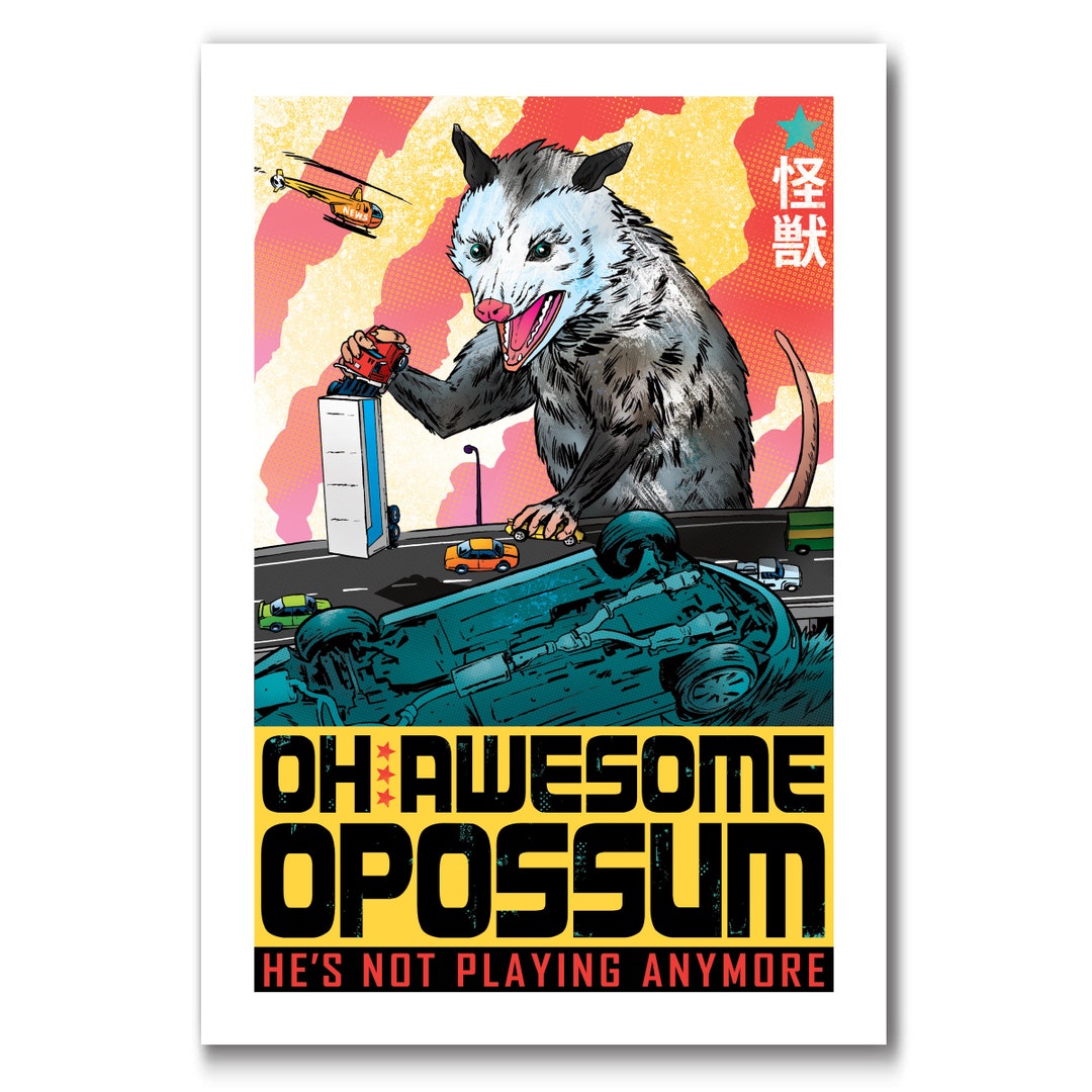 OH AWESOME OPOSSUM - American Kaiju - 13x19 Art Print by Rob Ozborne - Etsy