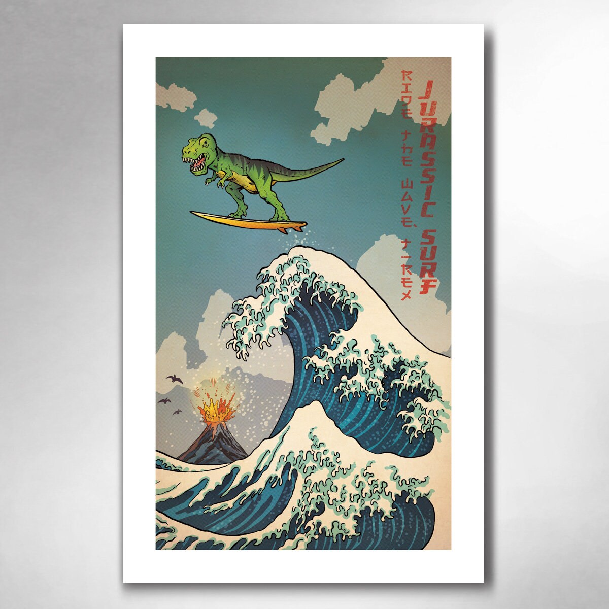 SURFS UP T-REX - Great Wave Big Surf Dinosaur Tyrannosaurus Rex Art ...
