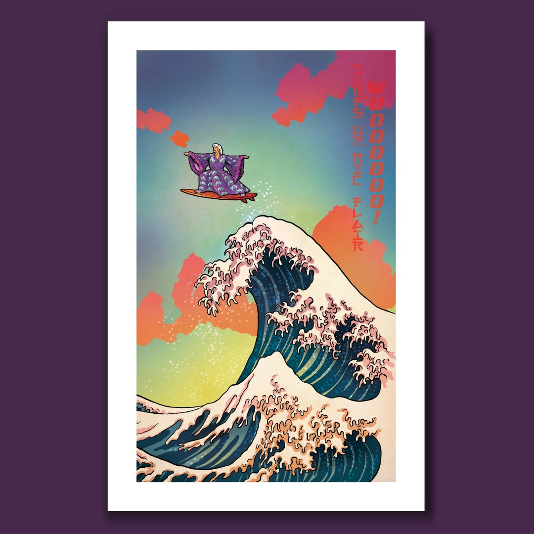 SURFS UP WOOO - Nature Boy Ric Flair Surfing - Great Wave Big Surf Art ...