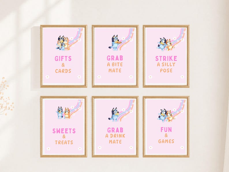 Blue Dog Birthday Pink Custom Table Signs Editable Template BP3 - Etsy ...